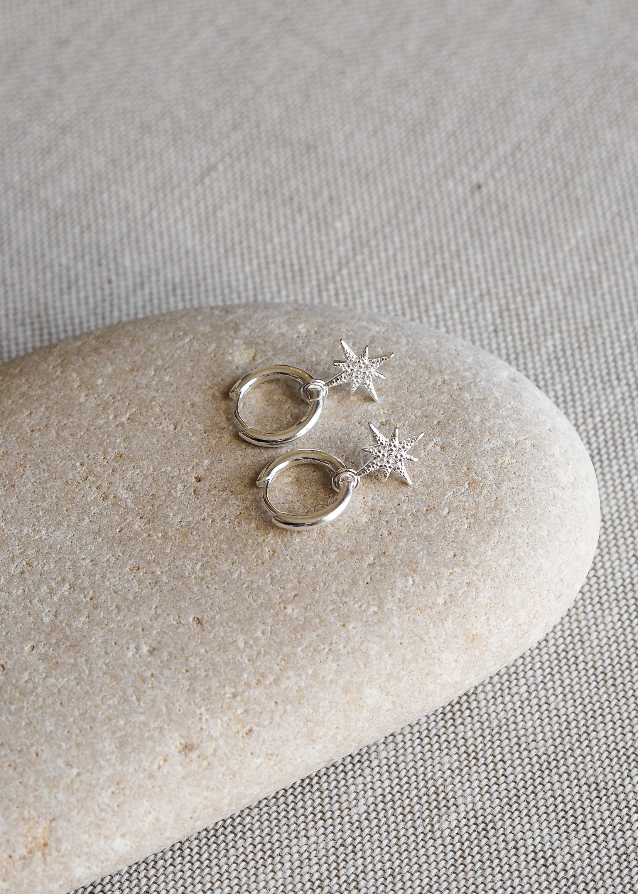 ELSA. Sterling Silver Pavé Star Hoop Earrings – Aluna Mae